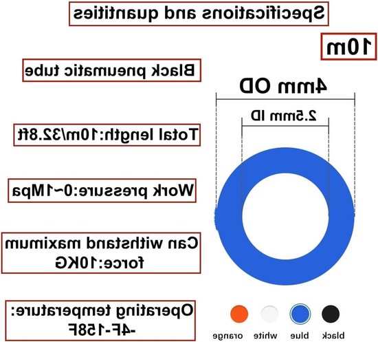 Pneumatische PU Slang 10 m, Flexibele Gecomprimeerde Lucht Slang, 4 mm ...