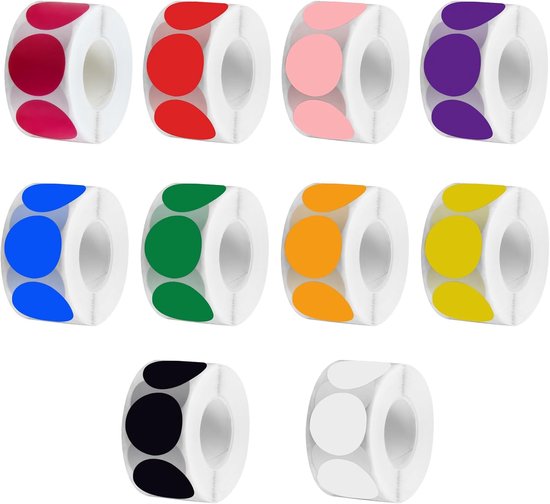 5000 stukken ronde gekleurde stickers - 10 rollen - kleine zelfklevende ...