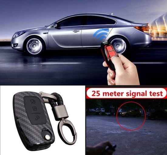 Auto-sleutelhoesje met carbon fiber shell en silicone hanger voor Ford ...
