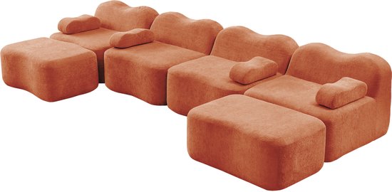 REDOM - Modulaire U-vormige Bank - 4-zits met golvend ontwerp - Moderne ...