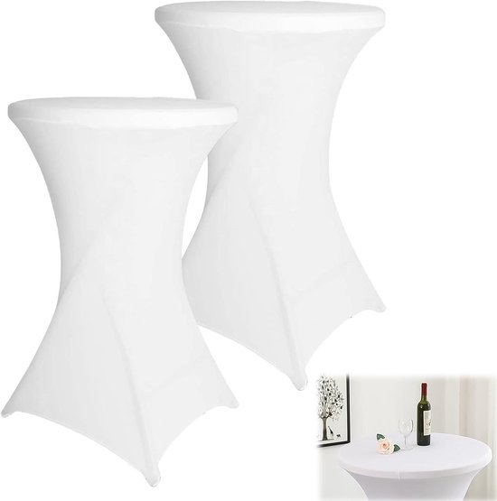 Set van 2 witte stretch statafelhoezen voor statafels 80-85 cm, bistrotafels en... | bol