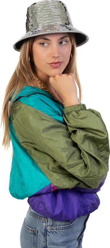KIMU Buckethat Spiegeltjes Zilver - Disco Vissershoed - Discobol Hoed Glitters Retro... | bol