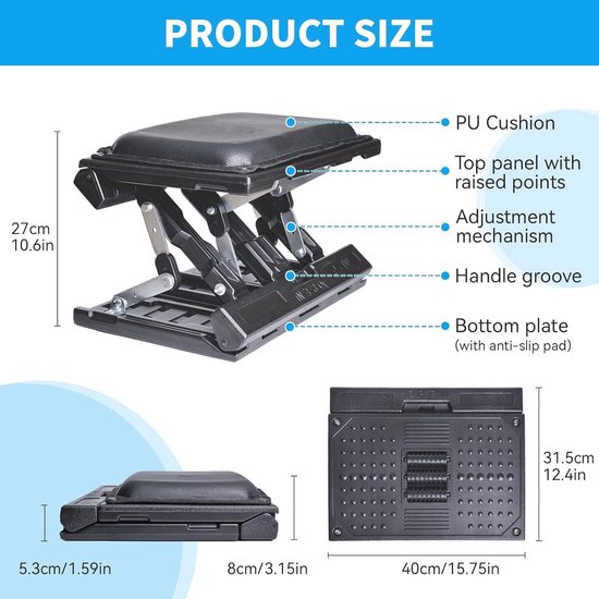 Ergonomische Voetsteun Bureau met Traploze Verstelling en ...