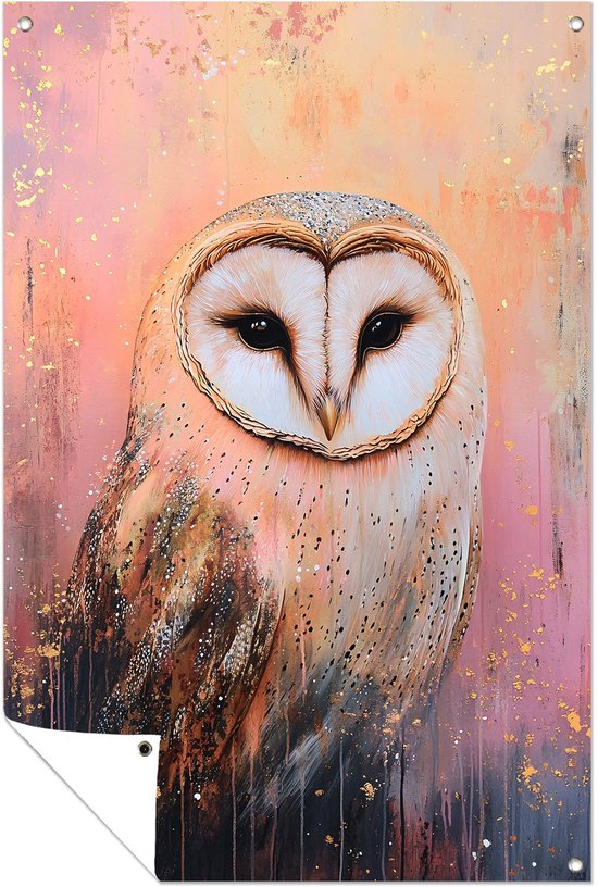 Majestueuze uil in warme kleuren - Uil posters - Tuinschilderij dieren ...