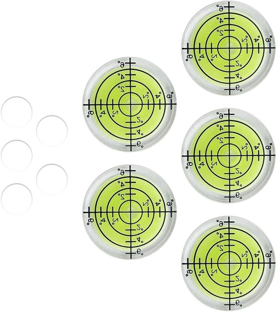 Waterpas klein met 5 dubbelzijdige plakstrips 5 stuks Ø 32 mm diameter ...