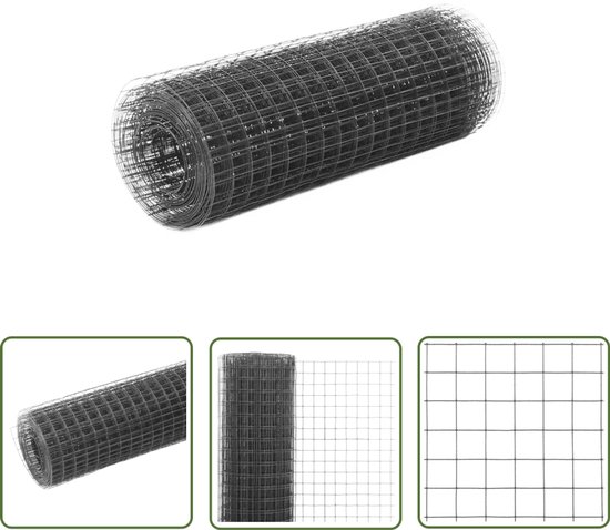 vidaXL Tuingaren - Kippengaas - Kippengaas 25x0,5 m staal met PVC ...