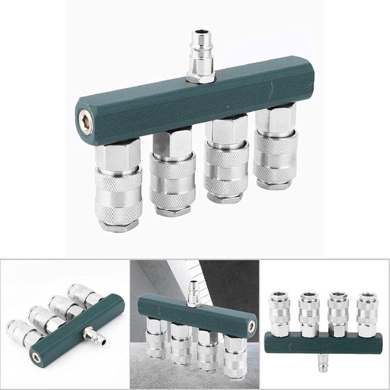 4 Way Air Hose Connector 1/4 Inch NPT Thread - Pneumatic Couplings | bol