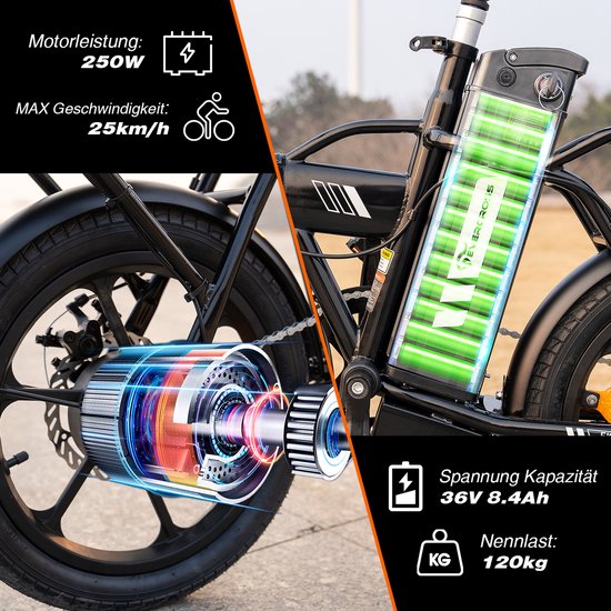 Evercross EK5 vouwfiets - elektrische fiets 16 inch - 25 km/u - zwart | bol