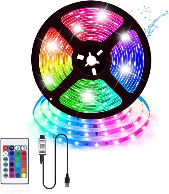 RGB LED-strip USB 5 meter verlichting LED met IR afstandsbediening voor ...