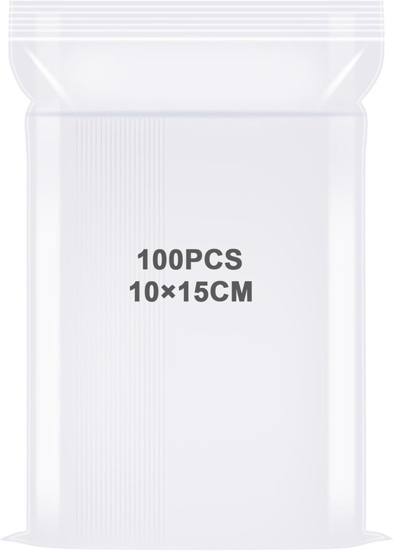 100 Stuks Druksluitbare Zakjes met Ritssluiting - Doorzichtige Plastic ...
