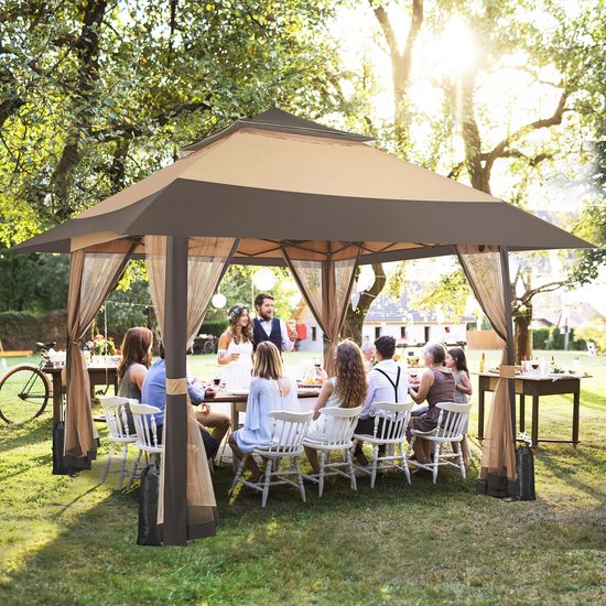 Pavillon de jardin réglable 4x4 m avec parois latérales en maille et ...