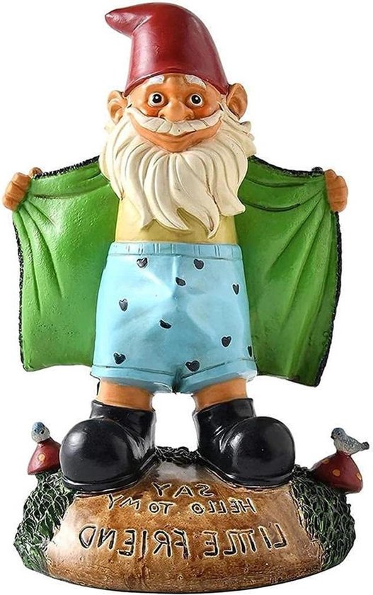 Exhibitionistische Tuinkabouter met Say Hello to My Little Friend ...