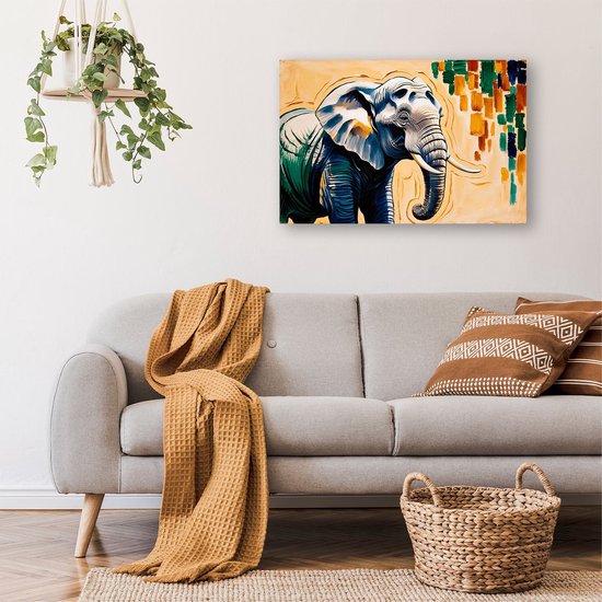 Kleurrijk olifantenschilderij in expressie - Olifant poster - Posters ...