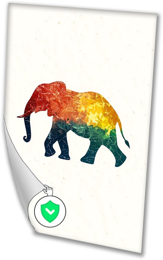 Kleurrijke olifant wanddecoratie silhouet - Olifant posters - Poster ...