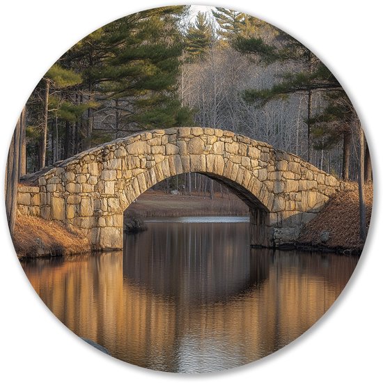 Rustieke stenen brug in natuur - Brug rond schilderij - Wandbord ...