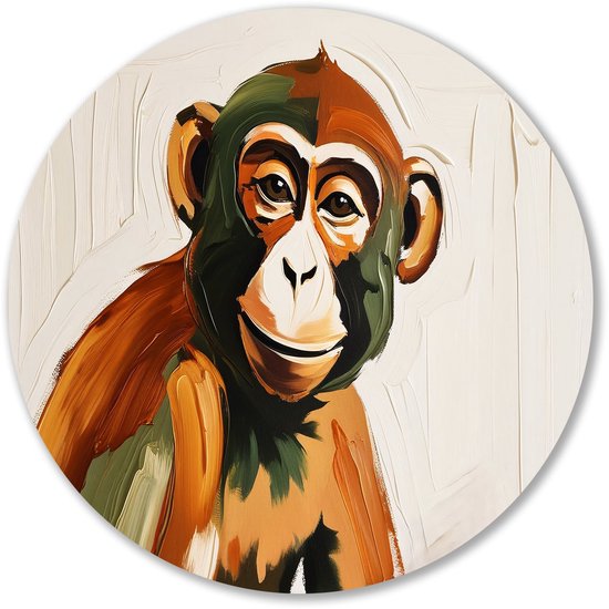 Peinture colorée d'un singe - Cercles muraux singe - Oeuvre d'art ronde ...
