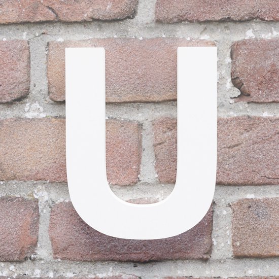 Huisnummer Arial U wit - Huisnummerbord - 10 cm - zelfklevend | bol