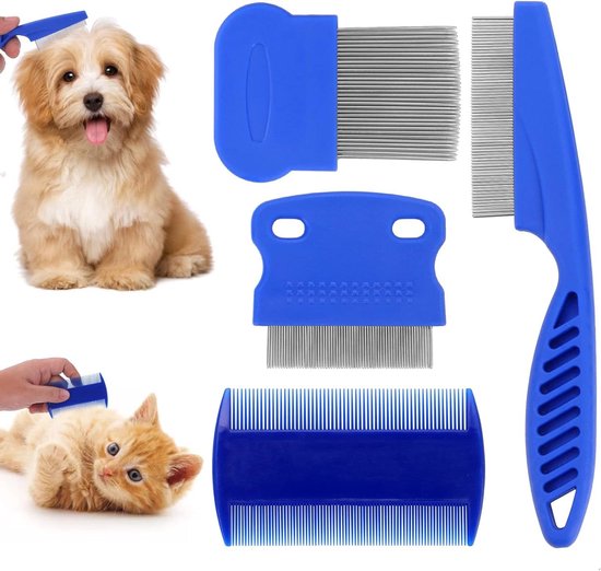 4 stuks luizenkam voor katten en honden - fijne tanden ...