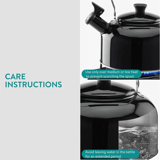 2.8 Liter Traditional Kettle for Induction and Gas Cooktops - Handle ...