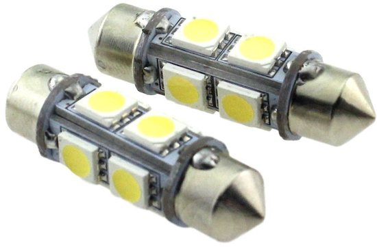 C5W autolamp 2 stuks | LED festoon 36mm | 8-SMD daglichtwit 6000K | 12 Volt - 2.2 Watt | bol