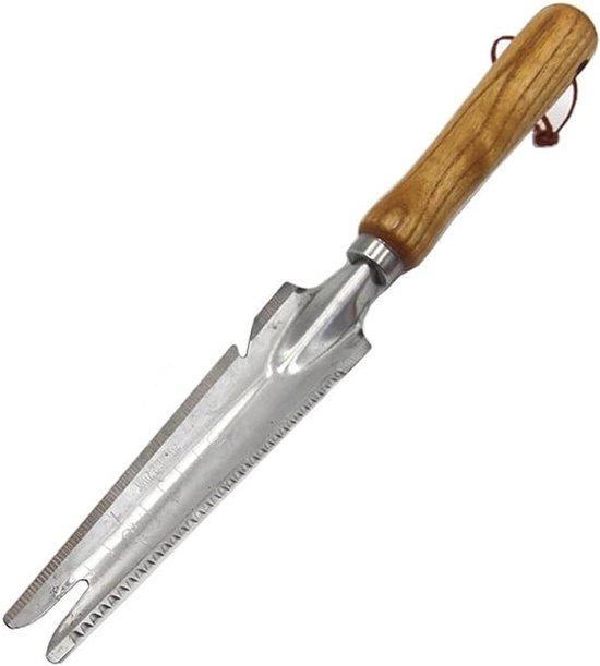 Onkruidsteker met houten handvat, roestvrij staal, 34 x 45 cm | bol