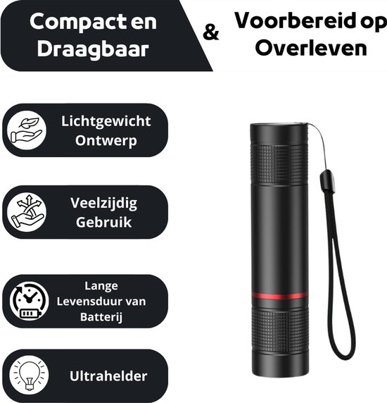 LifeStages - Zaklamp Op Batterijen - LED Zaklamp - USB C Oplaadbaar - Ultra Krachtig... | bol