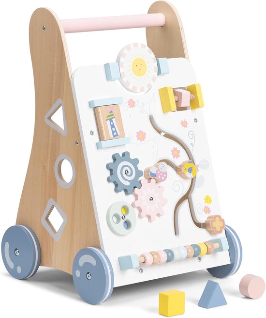 Houten Loopstoel met Interactief Speelcentrum - Duwwagen voor Baby's om ...