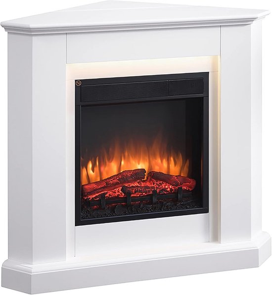 Elektrische Hoek Open Haard - Met Verwarming, 3D-Vlam Effect, LED ...