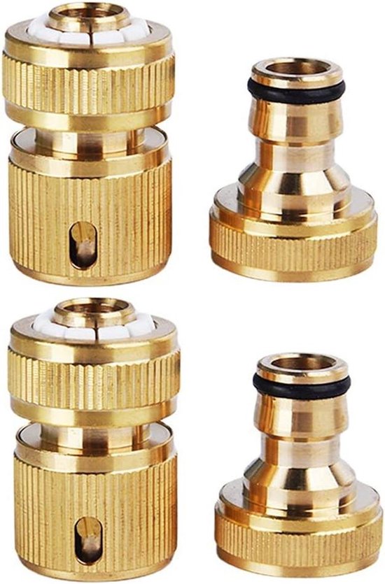 Tuinslangmondstuk snelkoppelingsset - Messing slangkoppelingen 1/2 inch ...