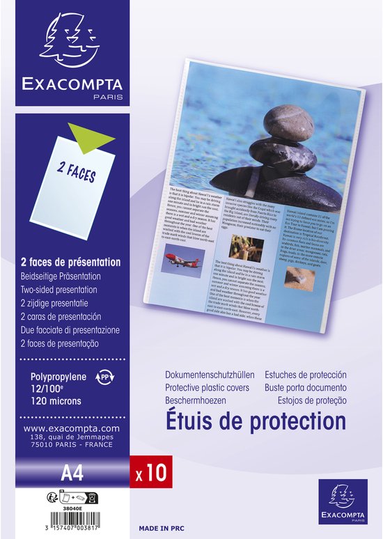 Exacompta 10x Pak van 10 beschermhoezen - enkel - PP 12/100ste - A4 ...