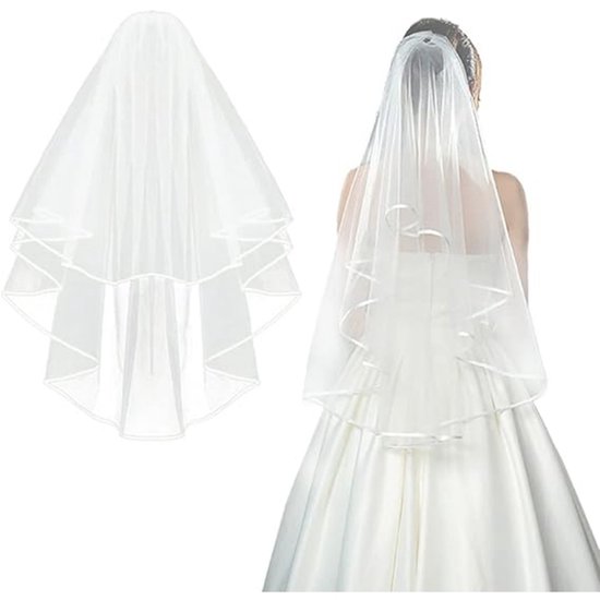 1-Pack - Bruidssluier - Bruidssluier voor dames - Korte witte tule ...