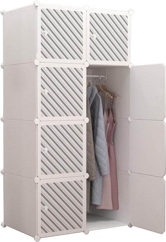 Modulaire Kledingkast en Opbergplank - 8 Modules - Witte Kleur - 140x70 ...