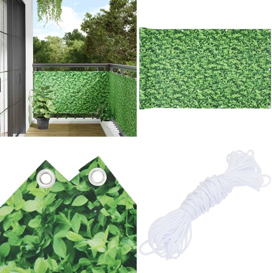 vidaXL Balkonscherm plantpatroon 300x75 cm PVC groen - Balkonscherm ...