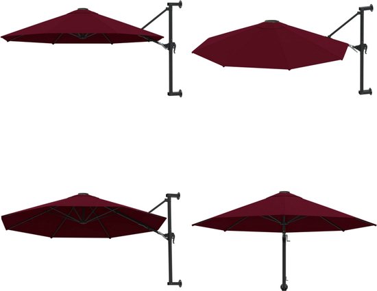 vidaXL Wandparasol met metalen paal 300 cm bordeauxrood - Parasol ...
