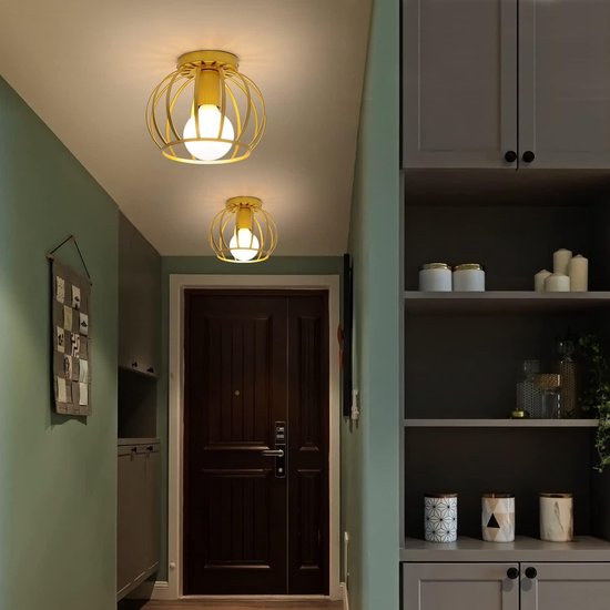 Vintage plafondlamp E27 gouden industriële plafondlamp voor hal ...