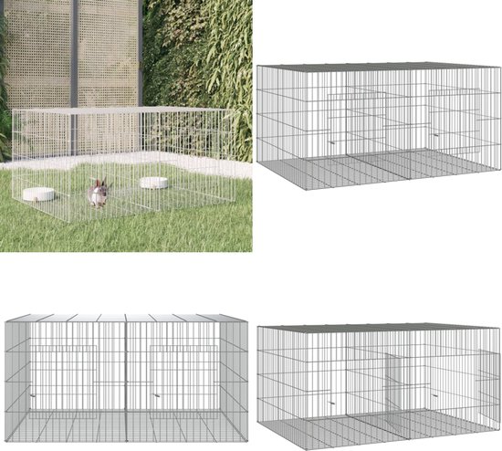 vidaXL Konijnenkooi met 2 panelen 110x79x54 cm gegalvaniseerd ijzer ...