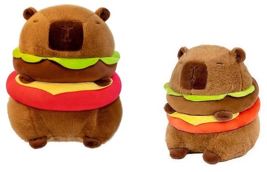 Happy Trendz® Capibara Burger pluche, schattige Capybara knuffeldier ...