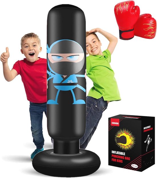 Opblaasbare bokszak voor kinderen - 160 cm ninja boksbal met ...