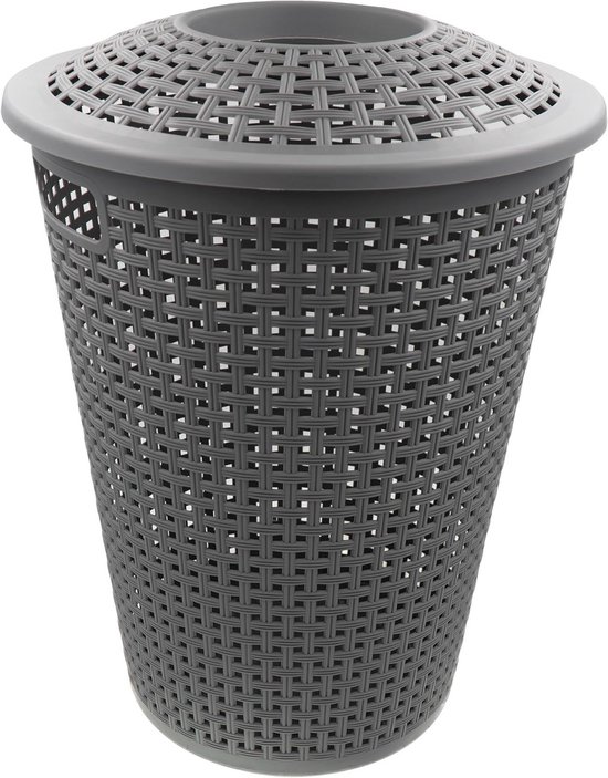 Ronde Wasmand met Deksel - Rotanlook en Kunststof - Wasopslag en ...