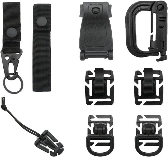 Nordivar - Molle Accessoires Set van 9 Clips D Karabijnhaak Riemlus ...