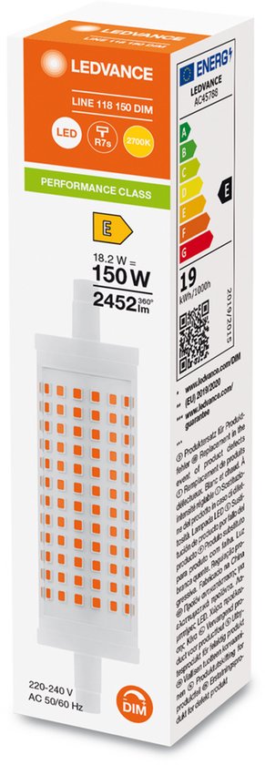Ledvance LED Line R7s 118mm 18.5W 2452lm - 827 Zeer Warm Wit | Dimbaar ...