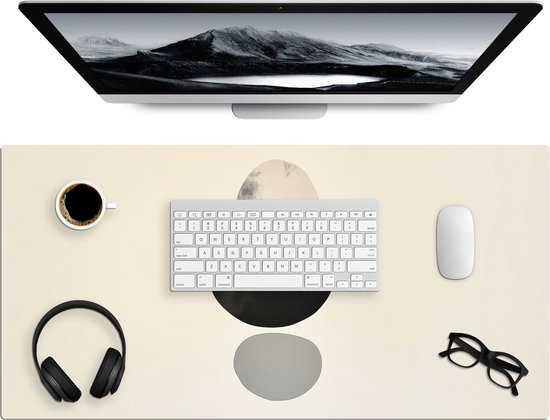 Bureau onderlegger 80x40 cm - Beige - Japandi - Wabi sabi - Muismat XXL ...