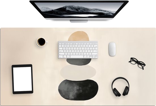 Bureau onderlegger 120x60 cm - Japandi - Wabi sabi - Beige - Muismat ...