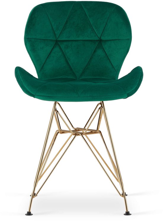 NEST stoel - Groen fluweel / gouden poten x 3 | bol
