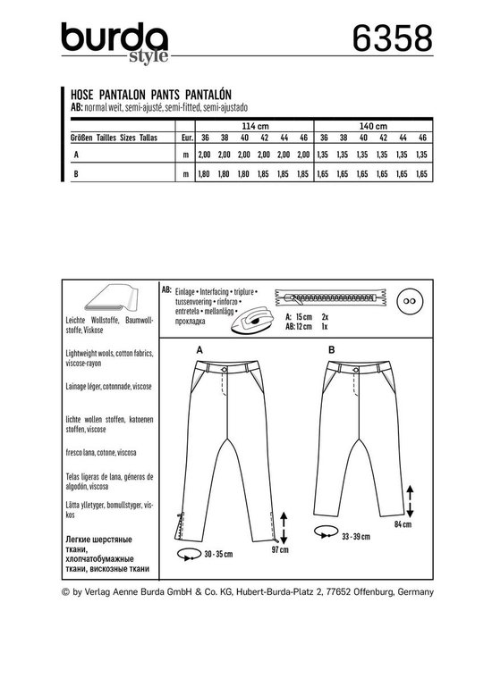 Burda Naaipatroon 6358 - Pantalon in variaties | bol.com