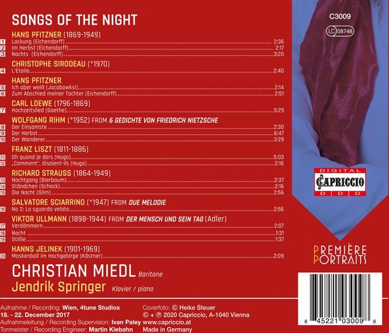 Christian Miedl & Jendrik Springer - Songs Of The Night (CD), Christian ...