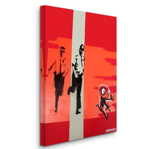 BANKSY Cops Chasing Boy Canvas Print | bol.com