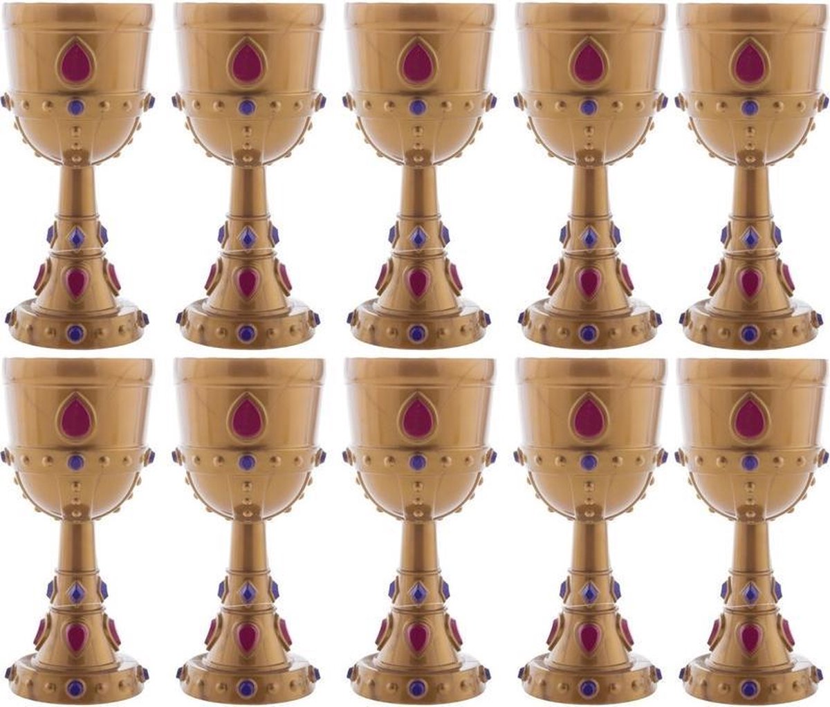 10x Gouden kelk met diamanten 18 cm - Drinkbeker koning - Middeleeuwse ...