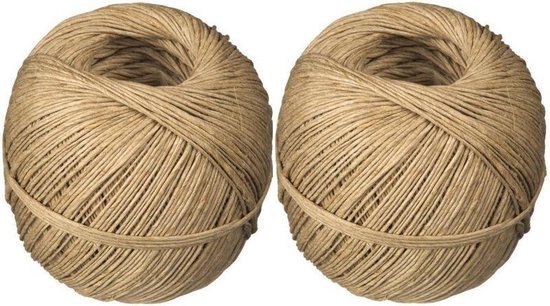 2x Naturel touw 40 meter op rol - 2 mm - Hennep 200 grams - Klus/tuin ...