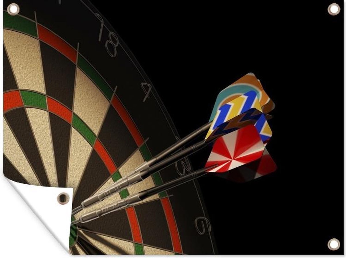 Muurdecoratie buiten Een illustratie van drie pijlen in het dartbord ...